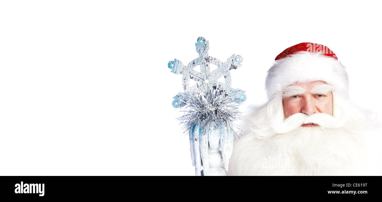 A traditional Christmas Santa Clause with staff isolated on white ...