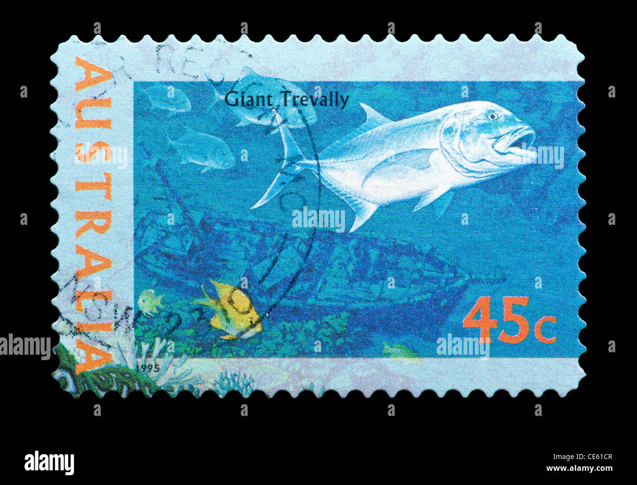 Postage stamp from Australia depicting a Giant Trevally Stock Photo - Alamy