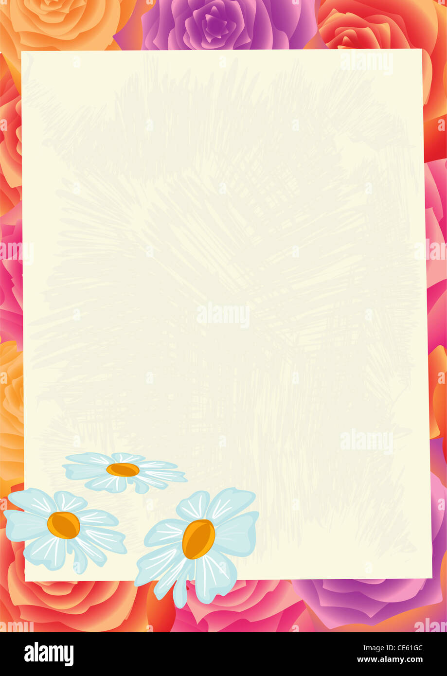 Sheet of paper on a flower background Stock Photo - Alamy