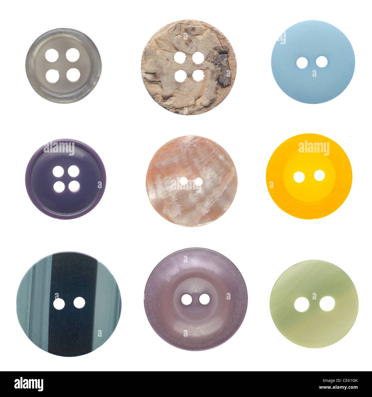 Various sewing buttons set isolated on white background Stock Photo - Alamy