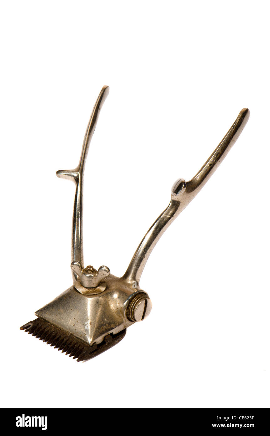 isolated on white vintage mechanical hair cutting machine Stock Photo ...