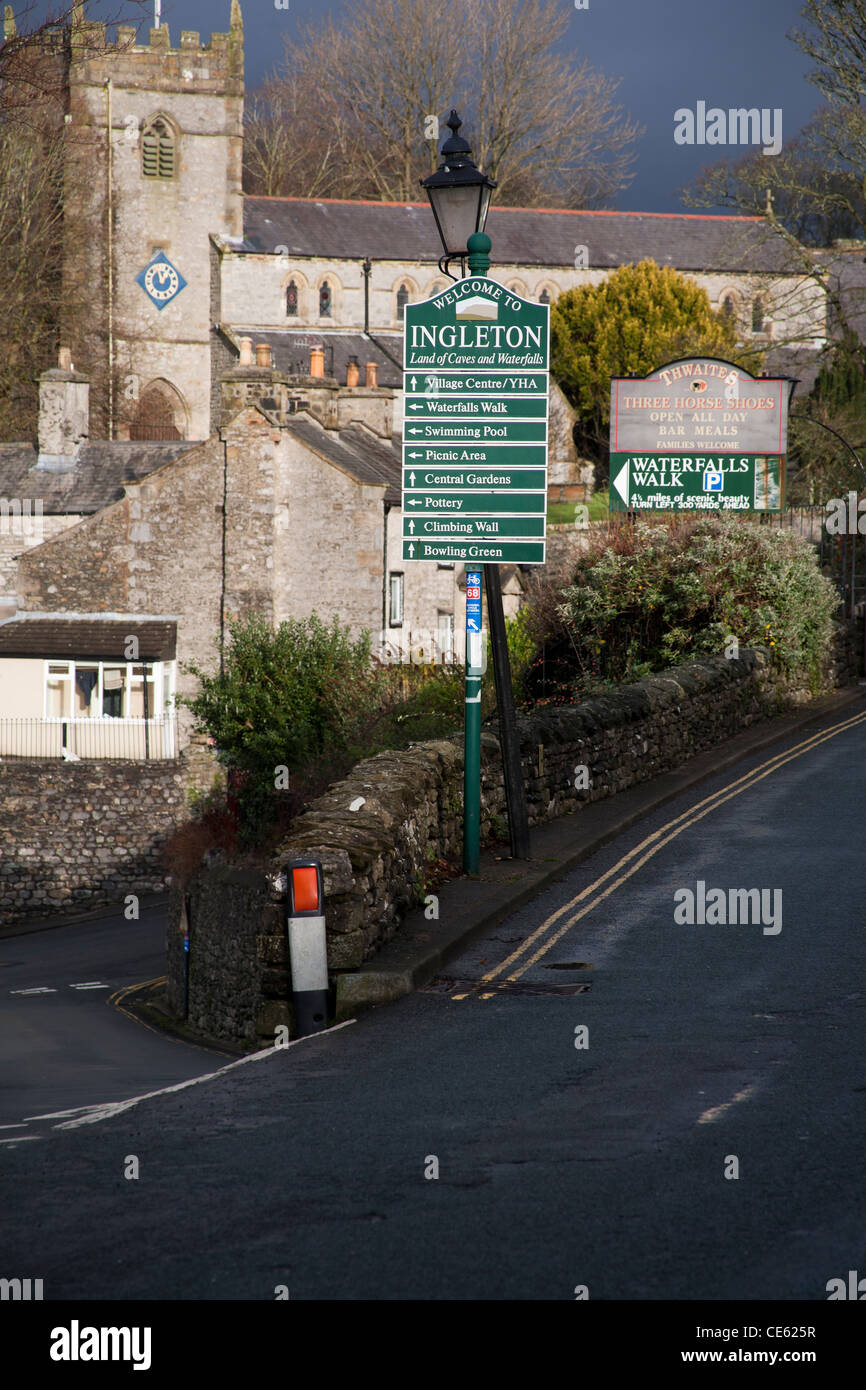 Ingleton Village Signs, Directions and Attractions with Church in the ...