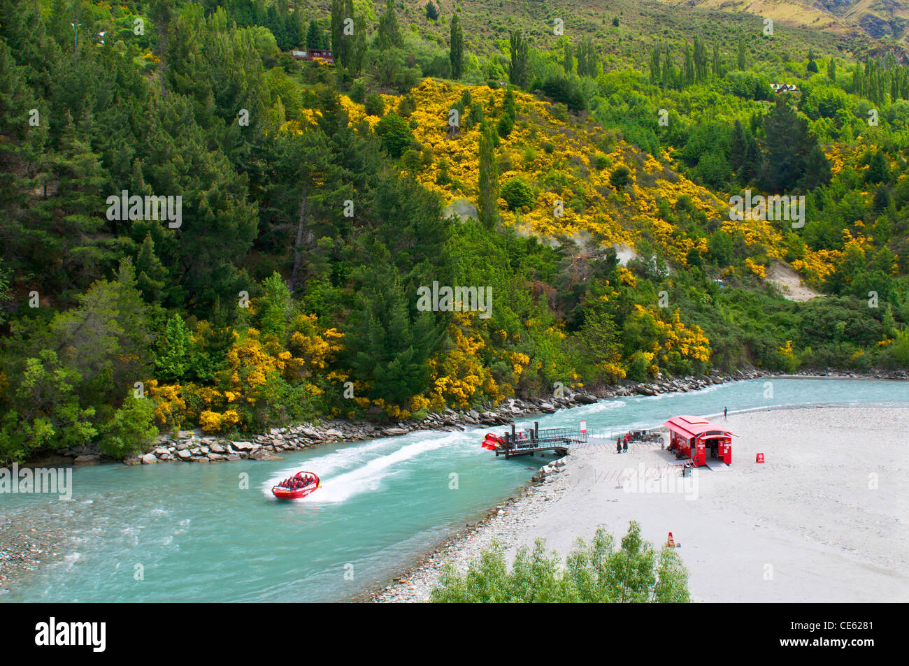 Jet Boat on the Shotover river Queenstown Stock Photo - Alamy