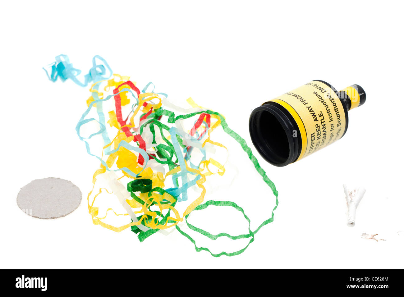 Exploded party popper Stock Photo - Alamy