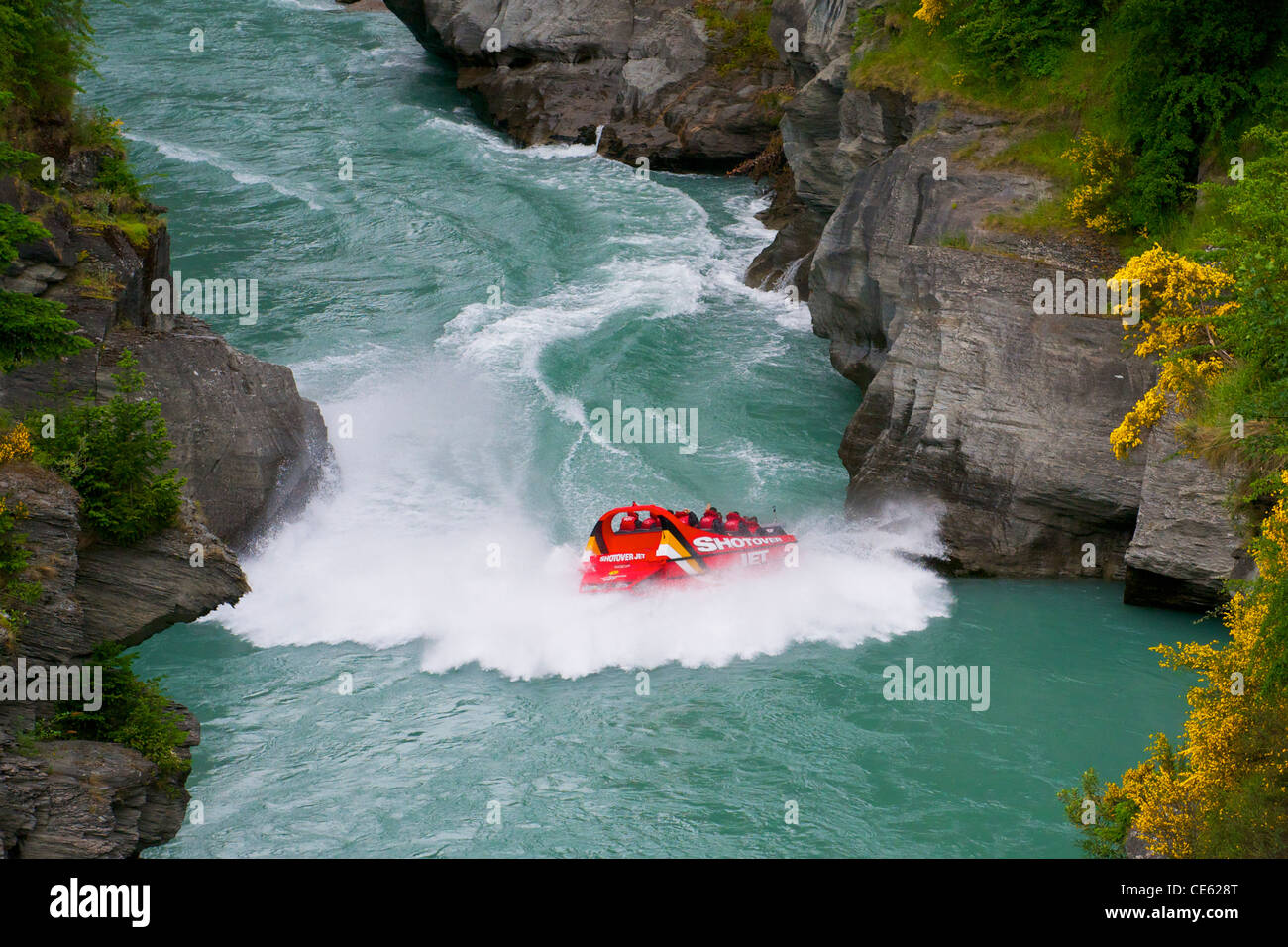Jet Boat on the Shotover river Queenstown Stock Photo - Alamy