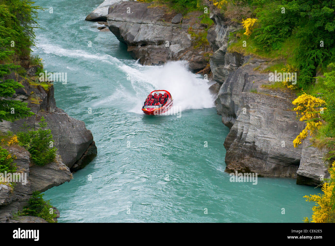 Jet Boat on the Shotover river Queenstown Stock Photo - Alamy