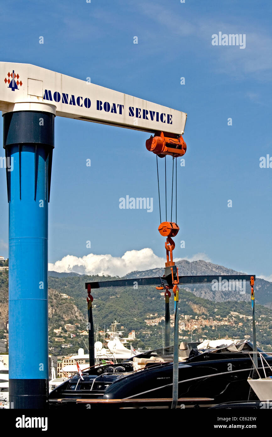 Monaco Boat Service crane at Monaco, Monte Carlo, Europe Stock Photo ...
