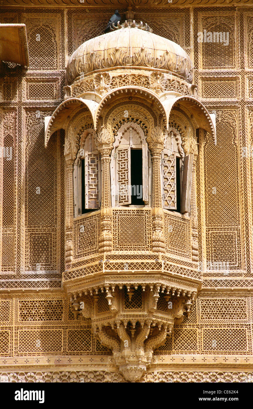 Balcony windows of Patwon Ki Haveli Jaisalmer Rajasthan India Stock ...