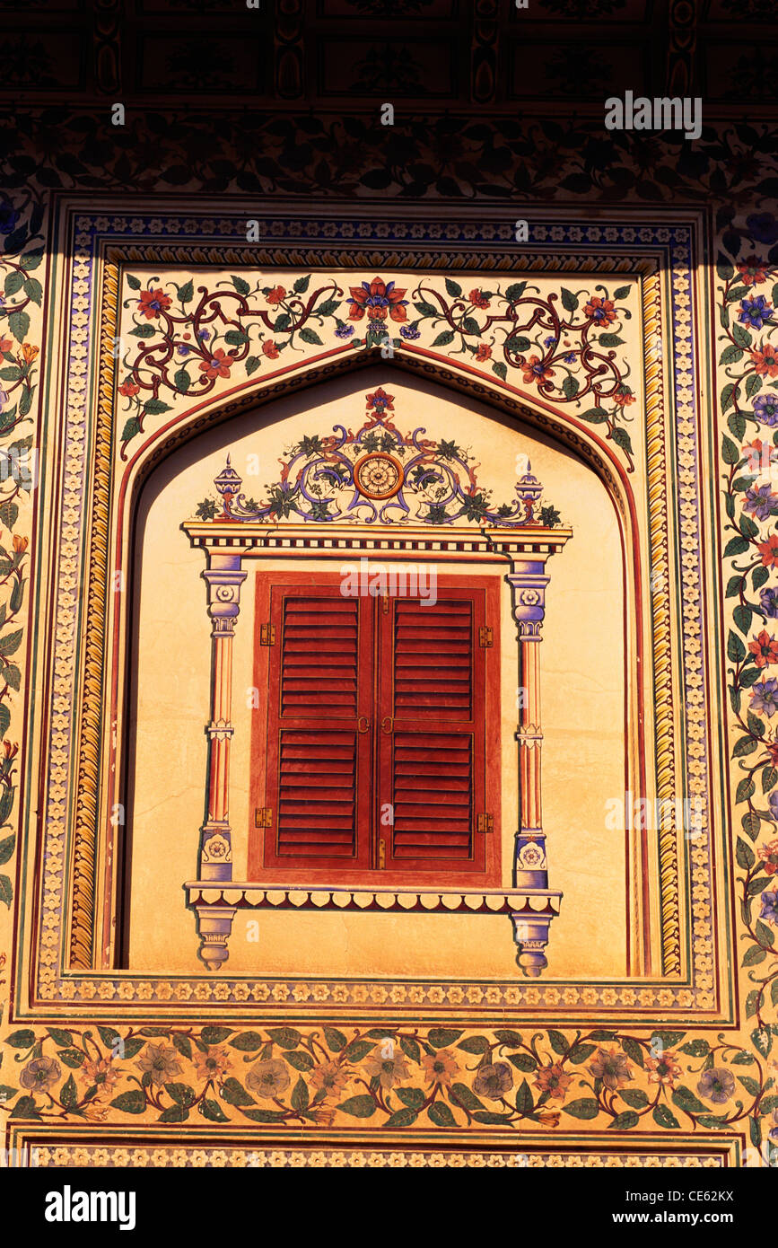 painted window at City Palace gate Jaipur Rajasthan India Stock Photo ...