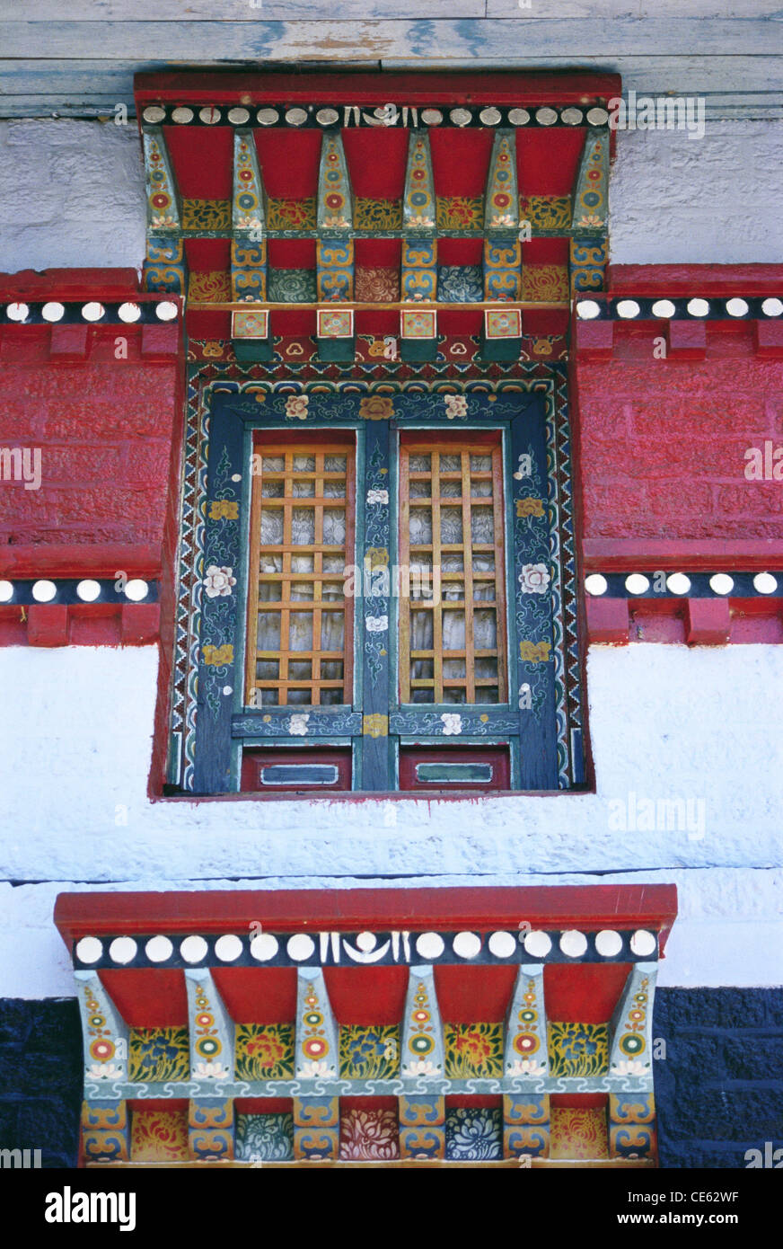 Decorative painted window of Buddhist monastery Sikkim India Stock ...