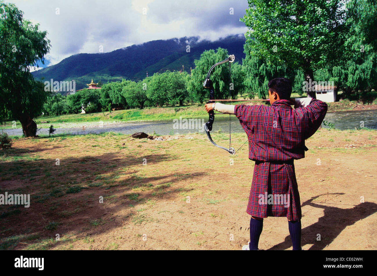 Archery sport ; Archer practice the National Sports ; Thimphu ; Bhutan ...