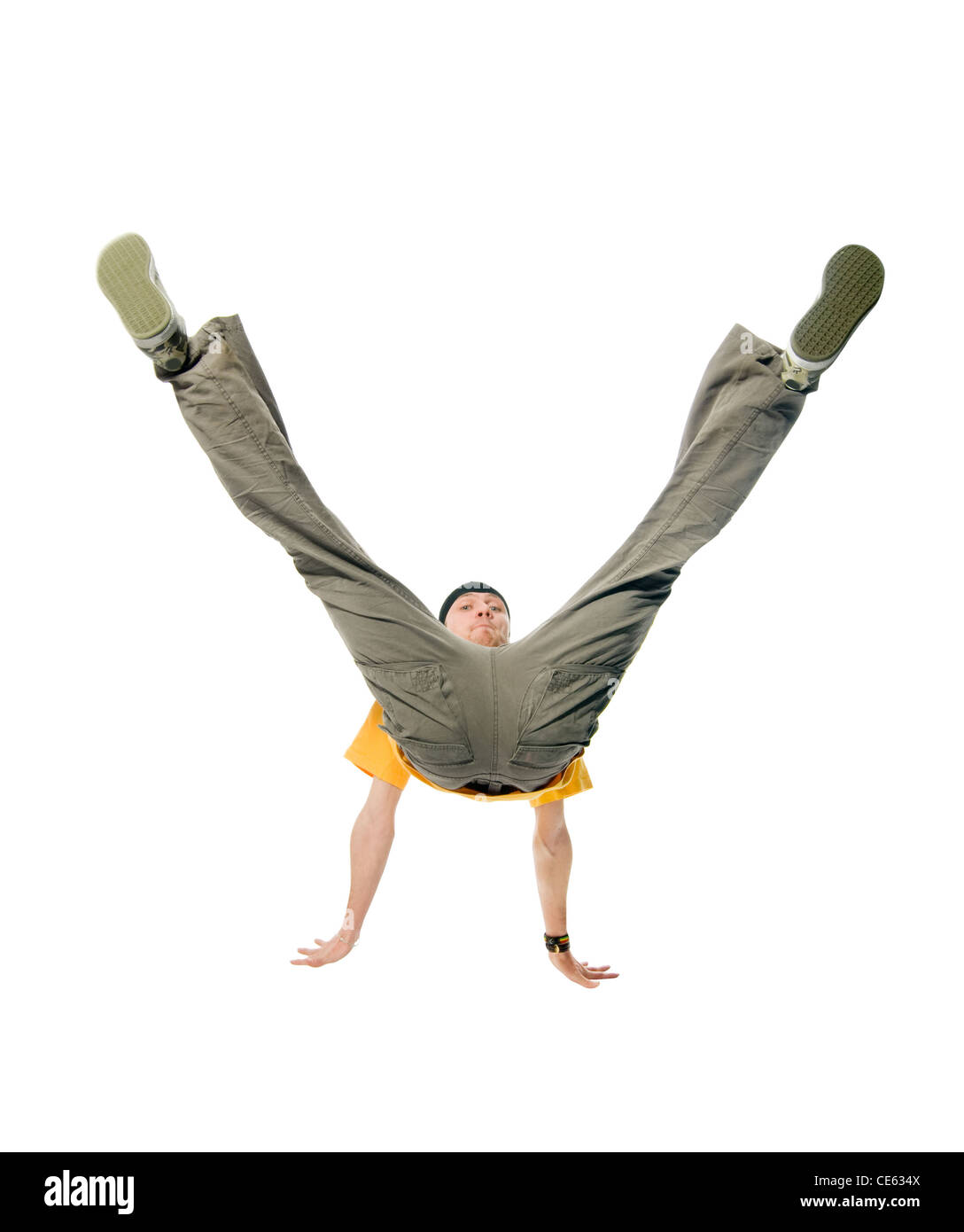 Cool young hip-hop dancer on white background Stock Photo - Alamy