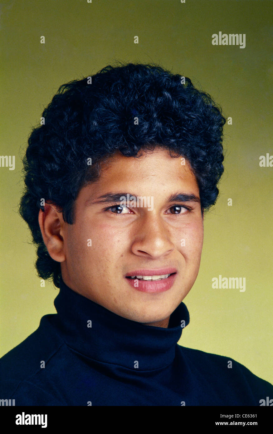 Indian cricket player Sachin Tendulkar young, No Model Release, only ...