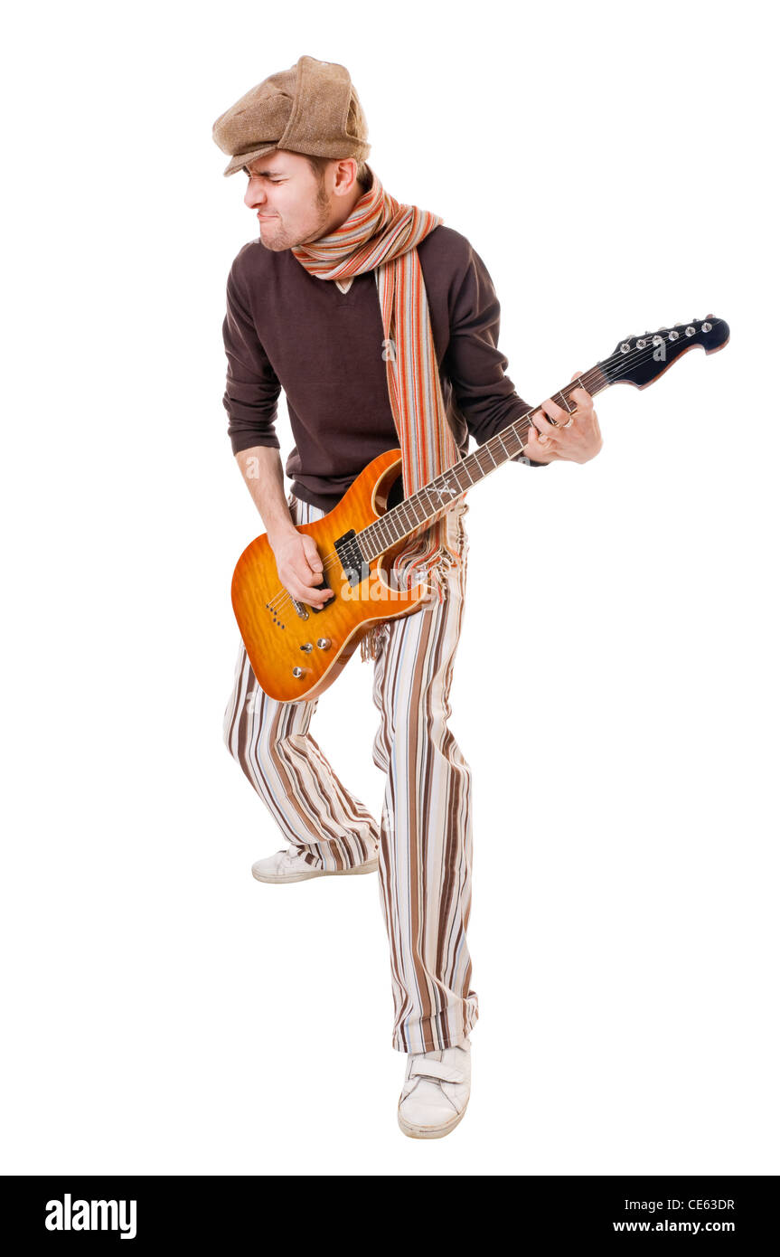 cool guitarist isolated on white background Stock Photo - Alamy
