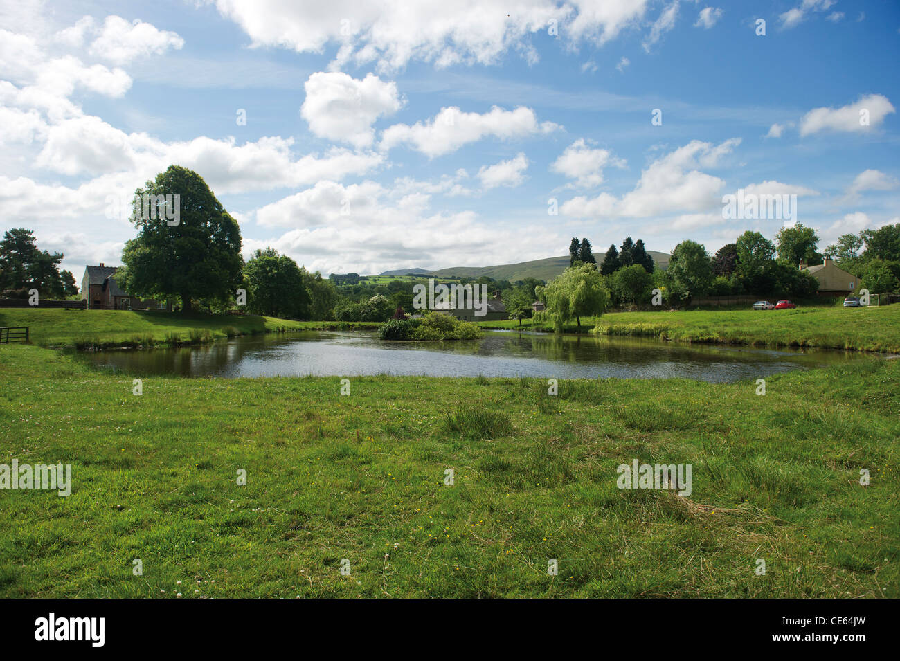 The duck pond in Caldbeck Cumbrian Village Lake District UK English ...