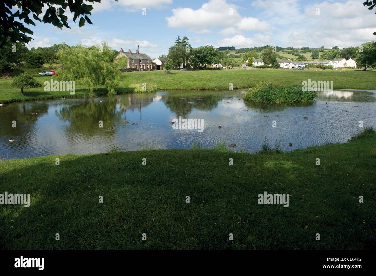 The duck pond in Caldbeck Cumbrian Village Lake District UK English ...