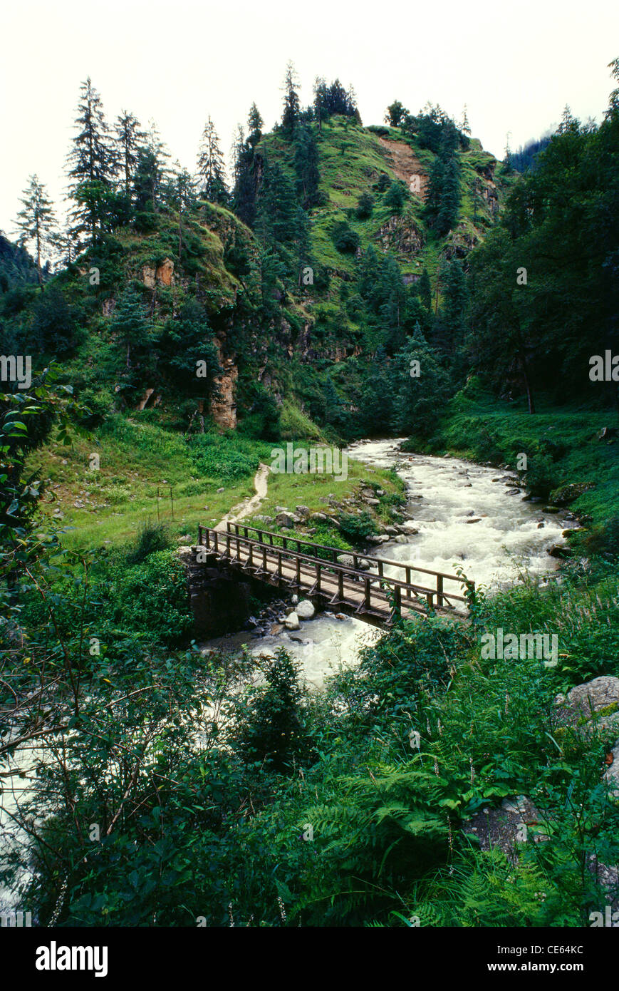 bridge on river Har ki Doon Garhwal Himalayan Trek Uttaranchal India ...