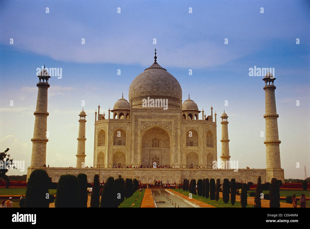 Taj Mahal ; white marble mausoleum ; Mughal architecture ; Agra ; Uttar ...