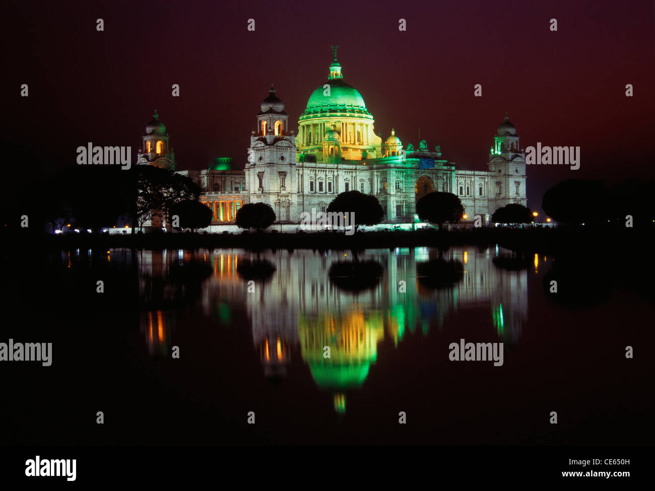 Night view of Victoria Memorial ; Calcutta ; West Bengal ; India Stock ...