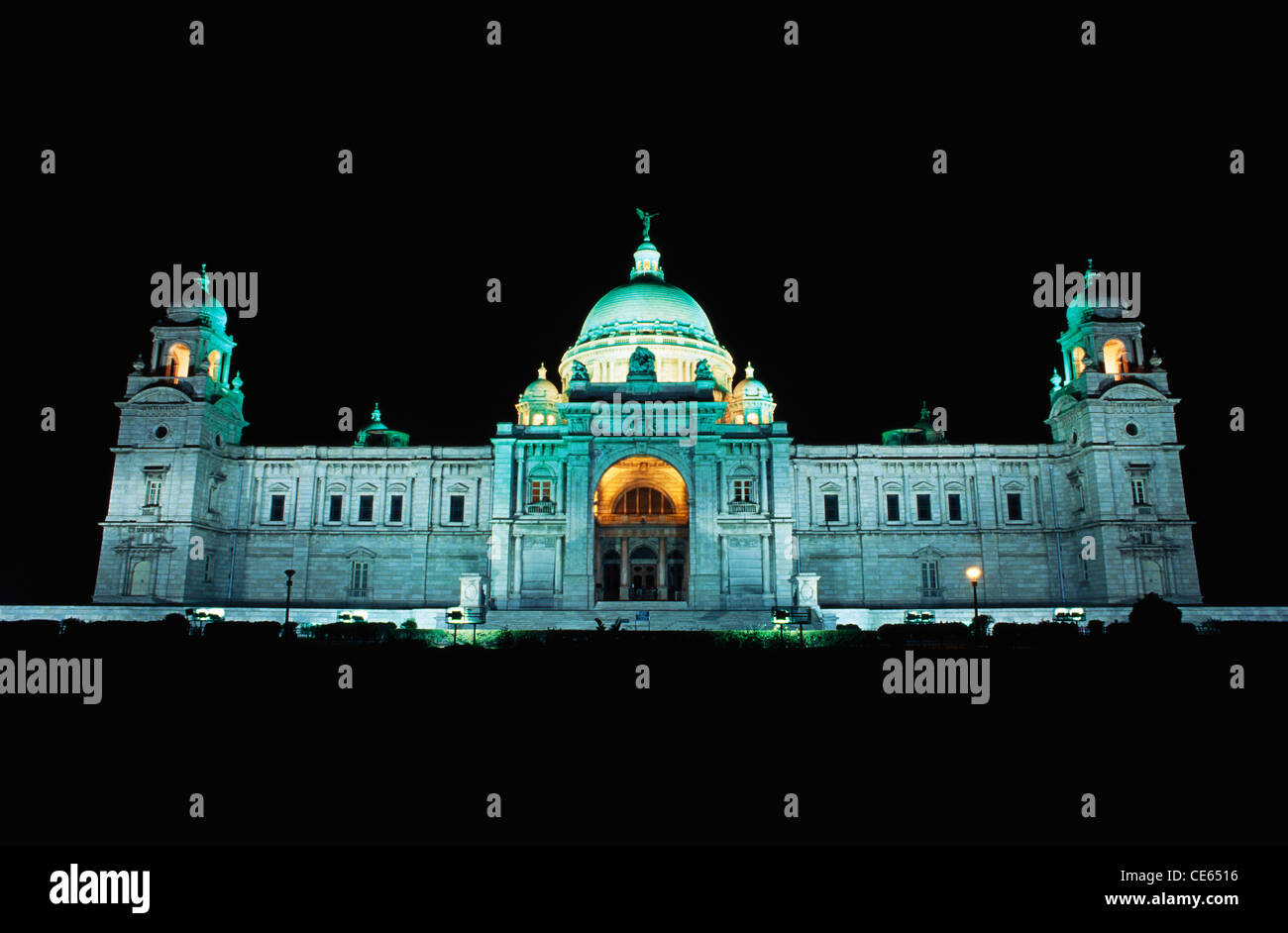 Night view of Victoria Memorial ; Calcutta ; West Bengal ; India Stock ...