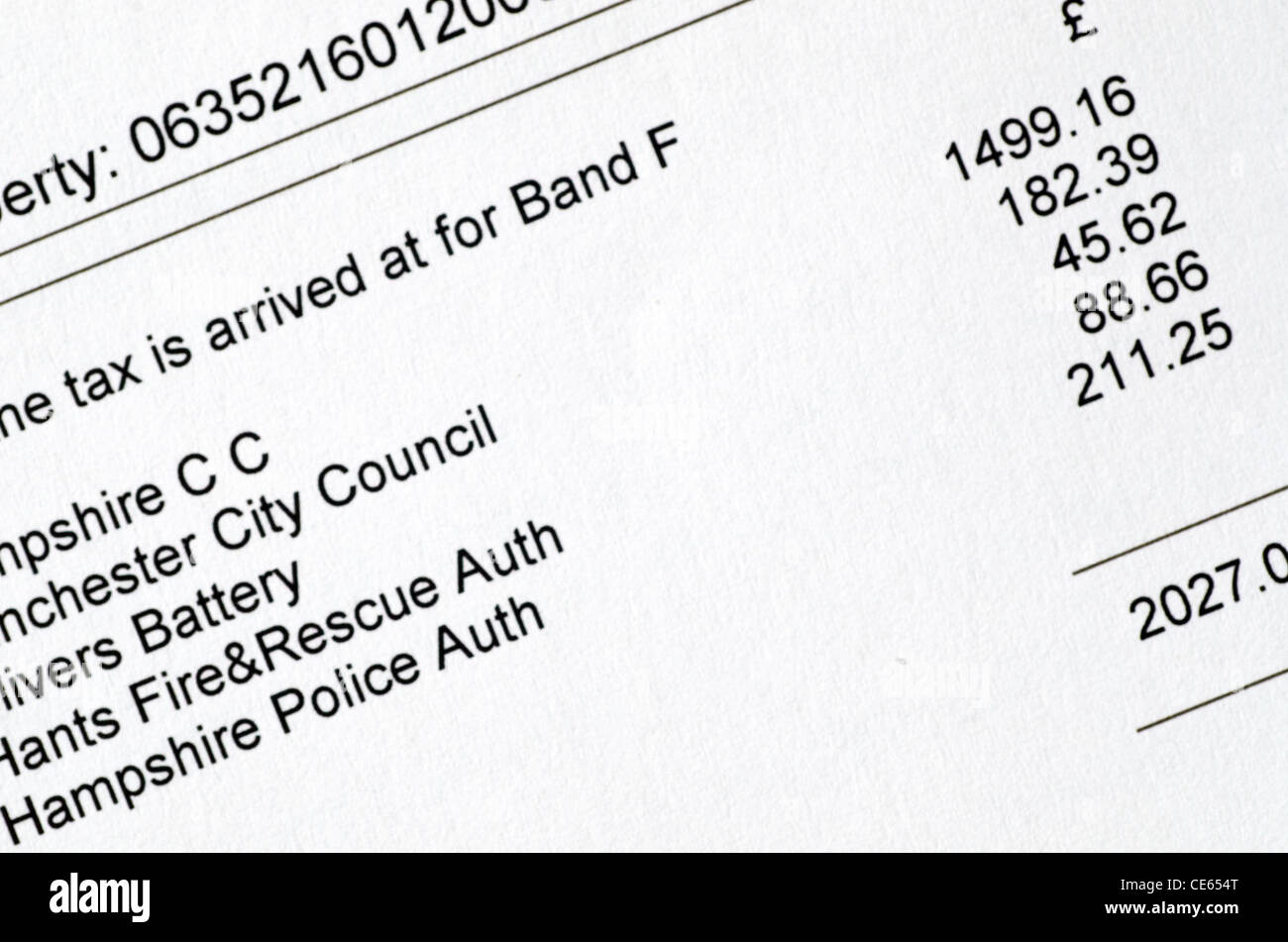 Council tax bill showing calculations and amounts Stock Photo - Alamy
