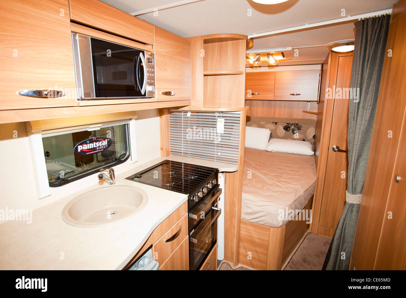 A caravan interior at the Caravan and motor home show at Event City in ...