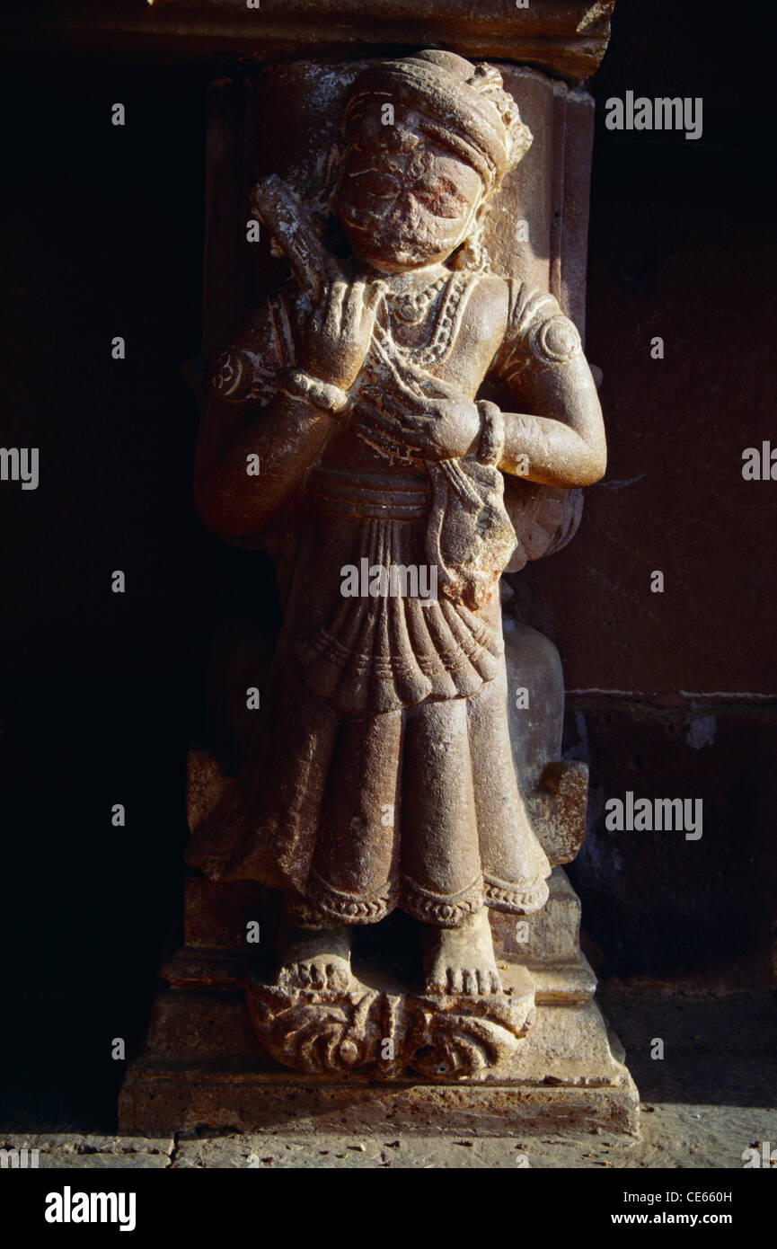 Stone statue of 18th century playing Veena musical instrument ; India ...