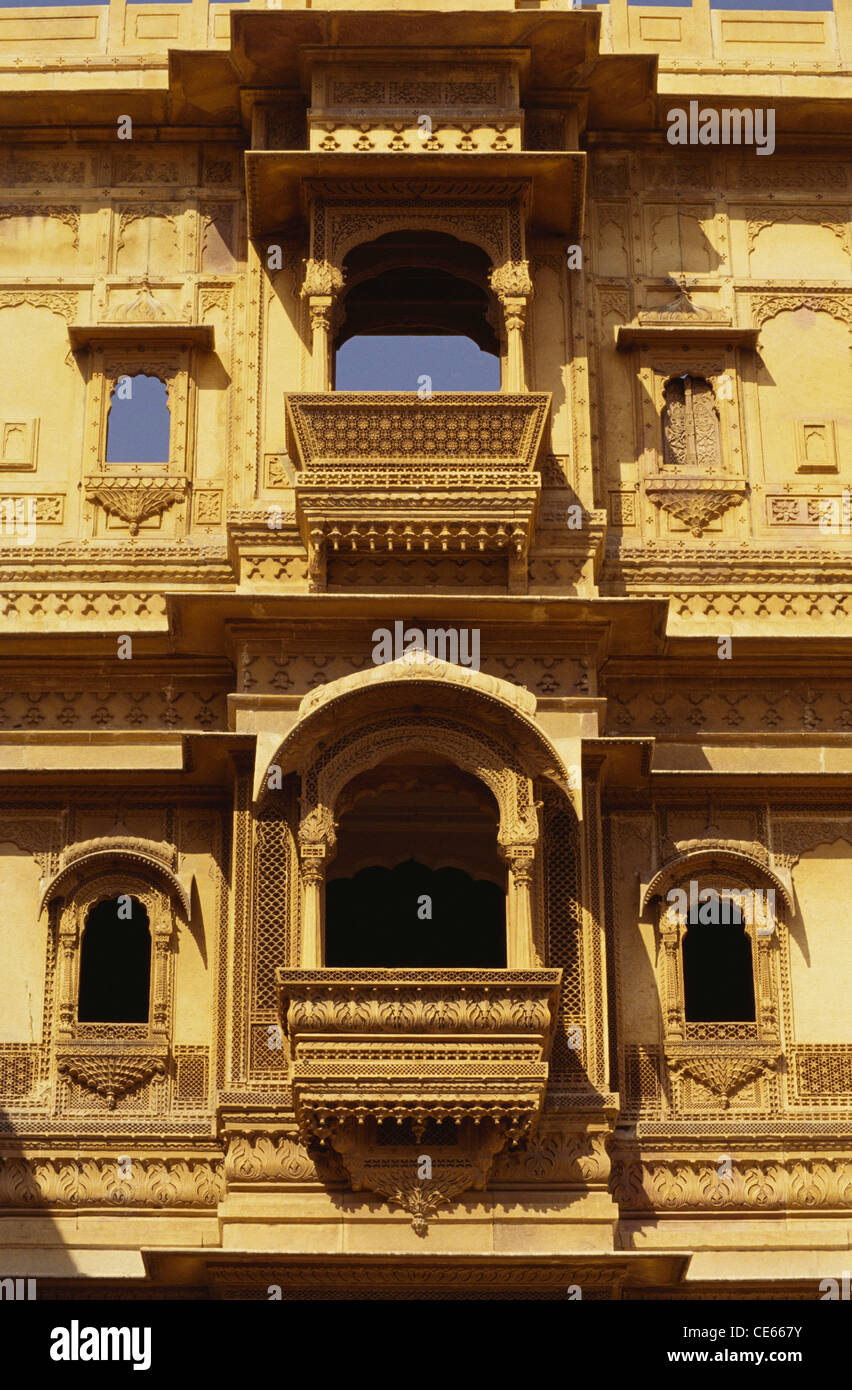 Decorated window of Patwan ki Haveli ; Jaisalmer ; Rajasthan ; India ...