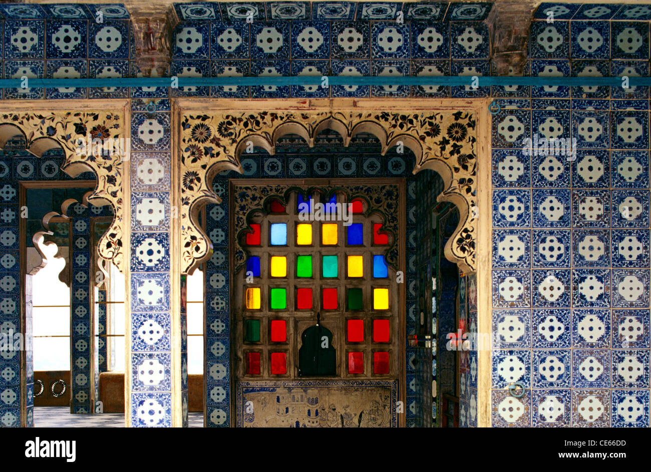 Interior of Chini Mahal ; City palace ; Udaipur; Rajasthan ; India ...