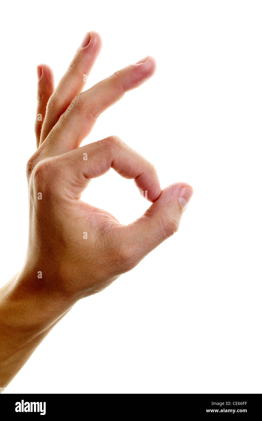Image of male hand showing sign of okay Stock Photo - Alamy