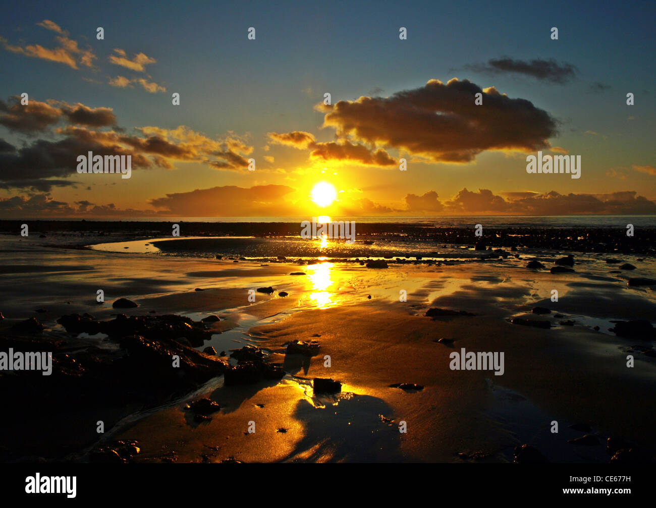 Harrington Beach in Cumbria at sunset Stock Photo - Alamy