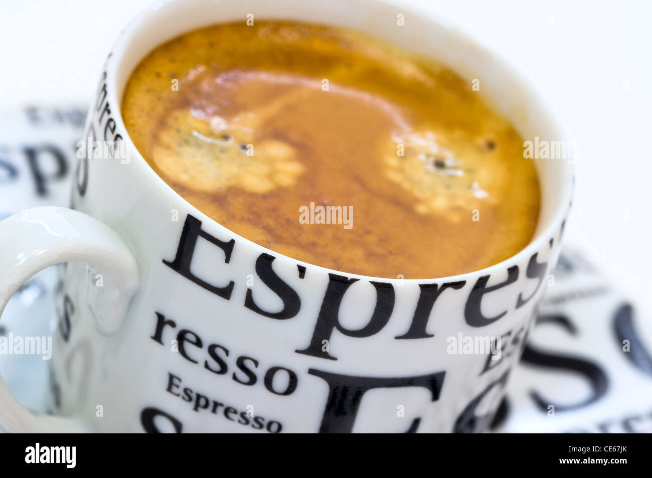 full cup of fresh espresso coffee with crema Stock Photo - Alamy
