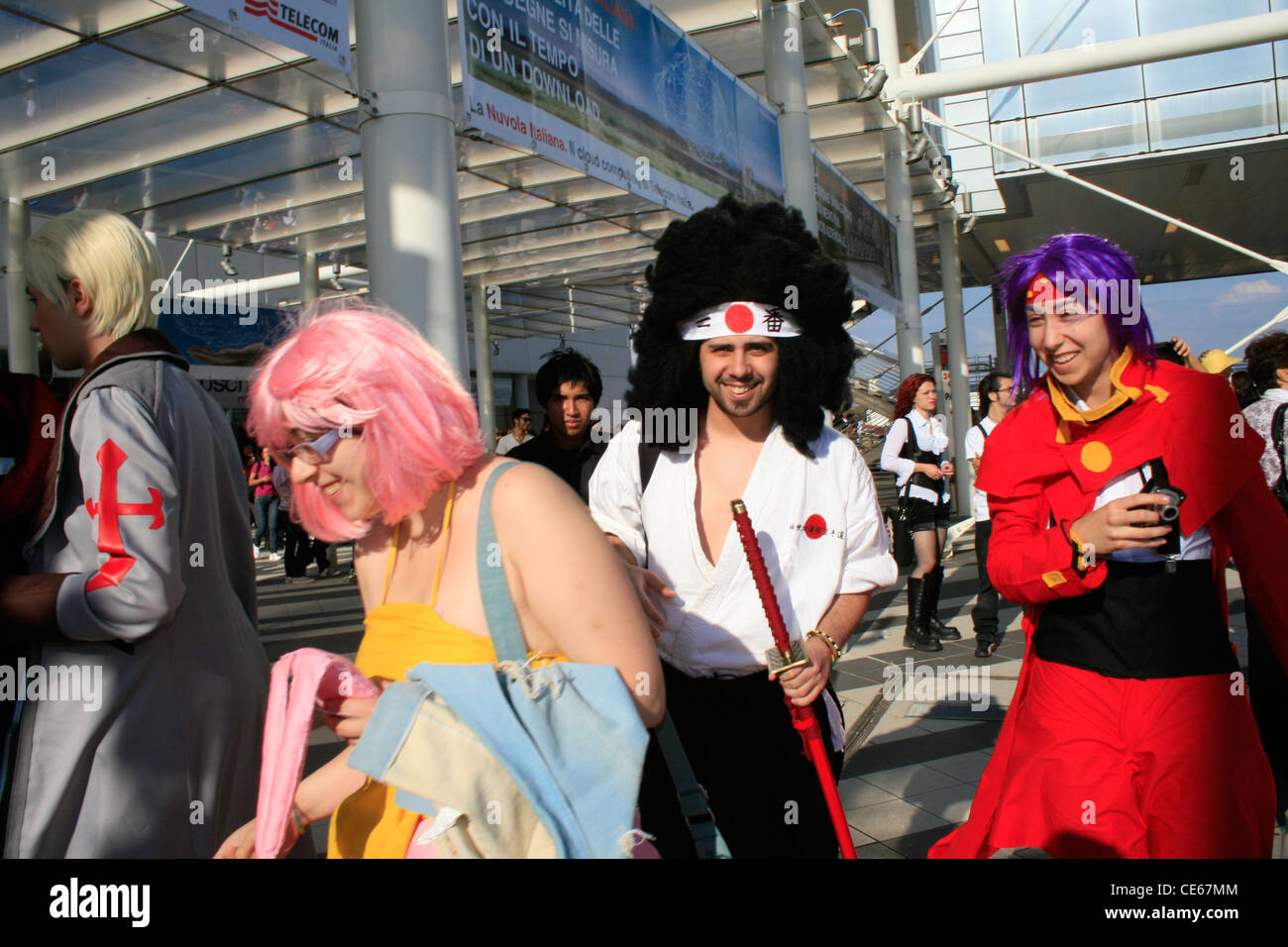 people dressed as cosplay characters at romics trade show in rome 2010 ...