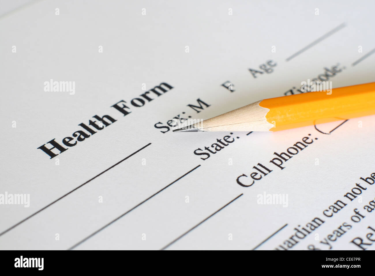 Health history form Stock Photo - Alamy