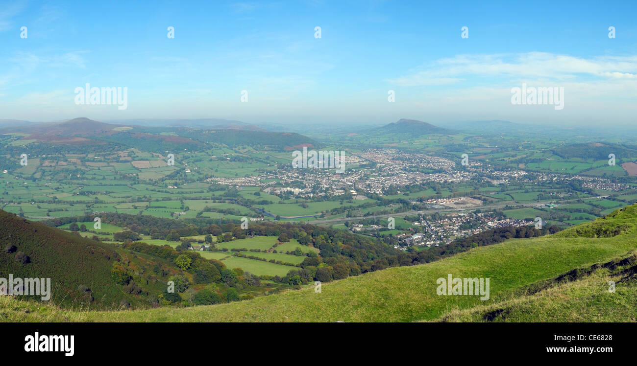 Looking north over Abergavenny from the top of the Blorenge in ...