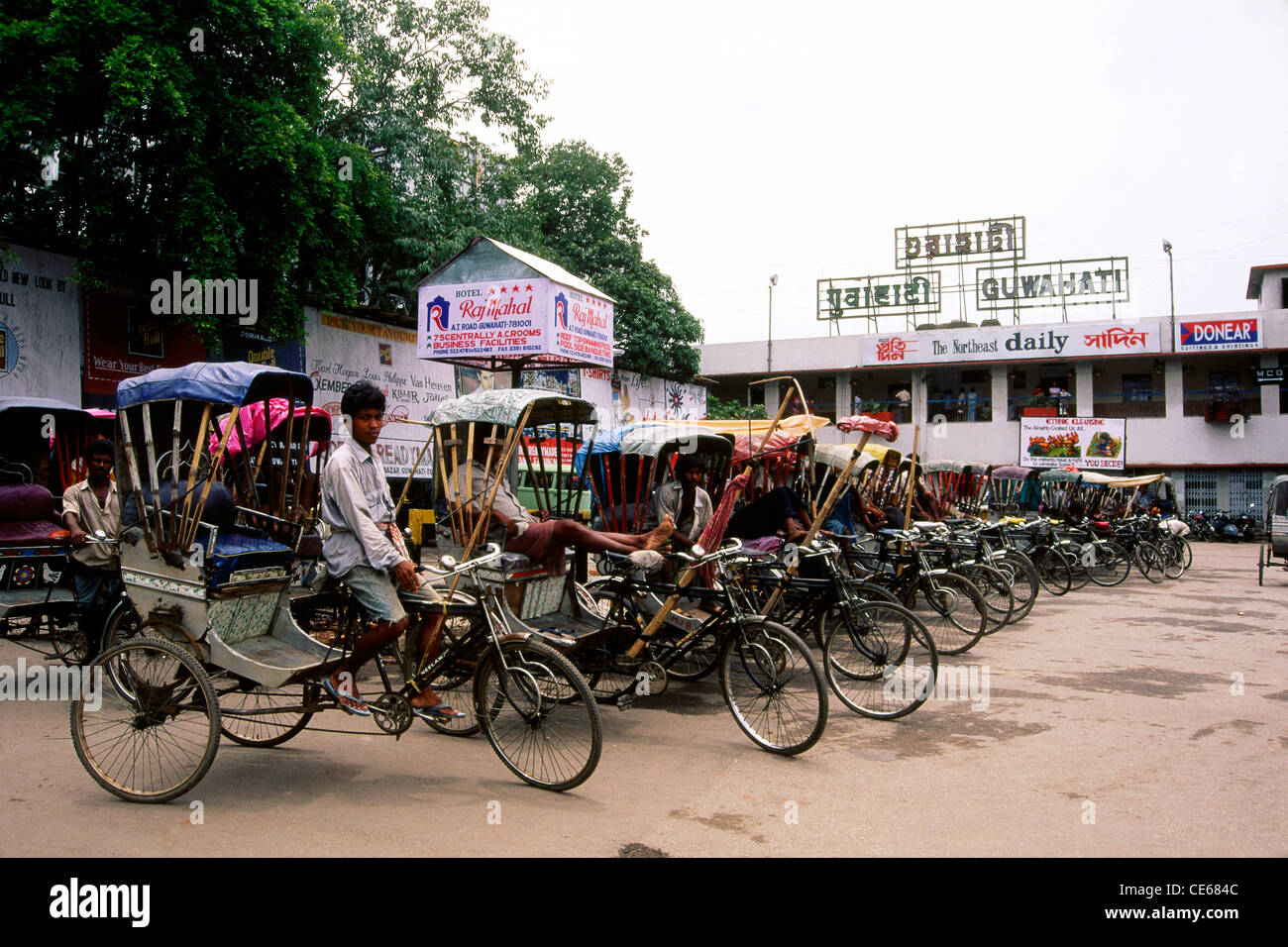Cycle Rickshaws stand at Guwahati Railway Station Assam India Stock ...