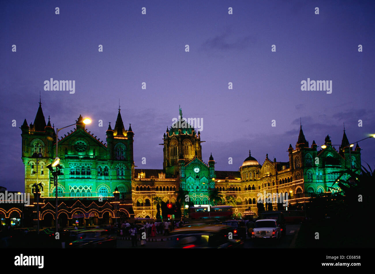 Night view of Victoria Terminus VT now Chhatrapati Shivaji Terminus CST ...