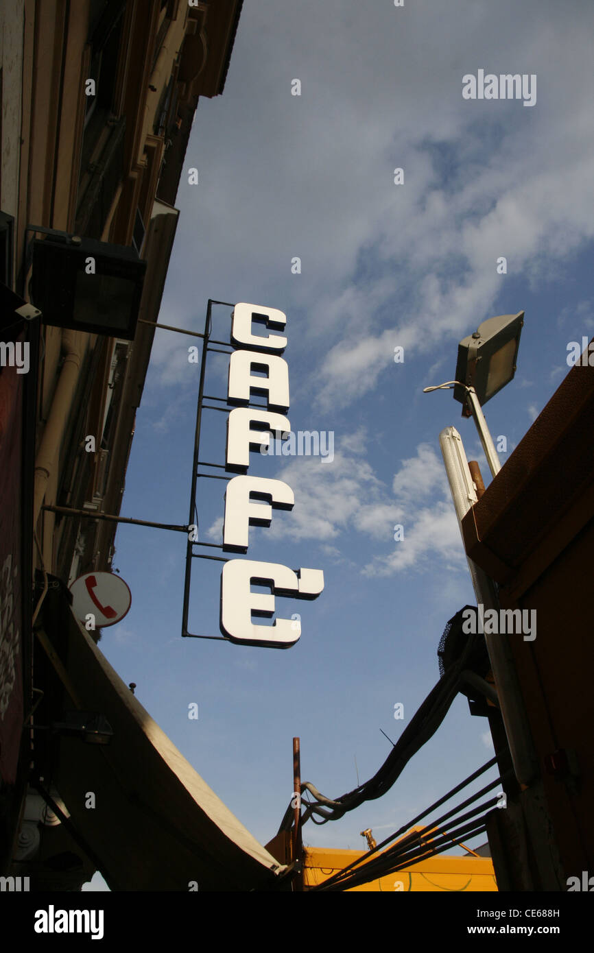 caffe sign notice in street in rome italy Stock Photo - Alamy