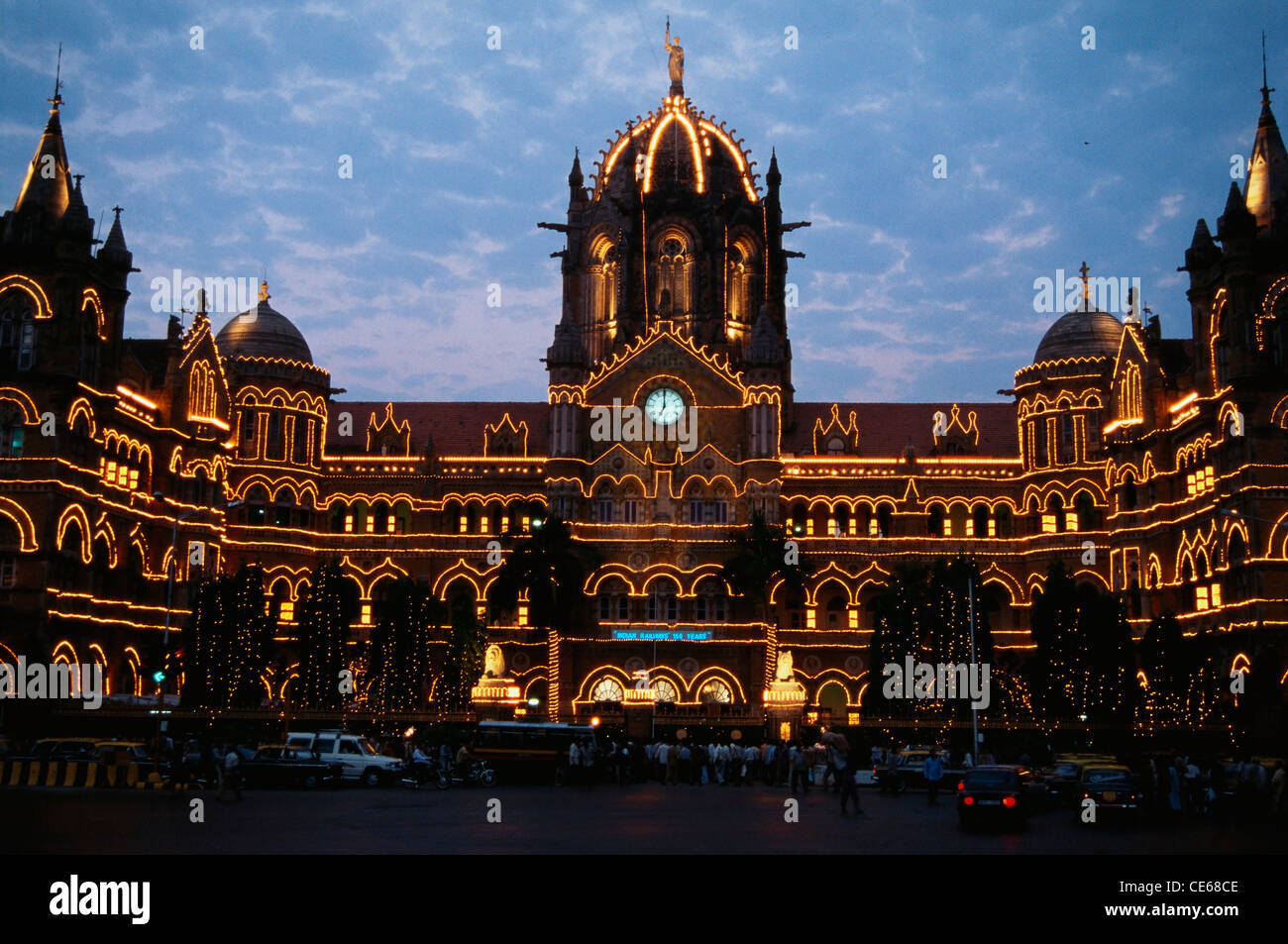 Illuminated Victoria Terminus ; VT ; Chhatrapati Shivaji Terminus ; CST ...