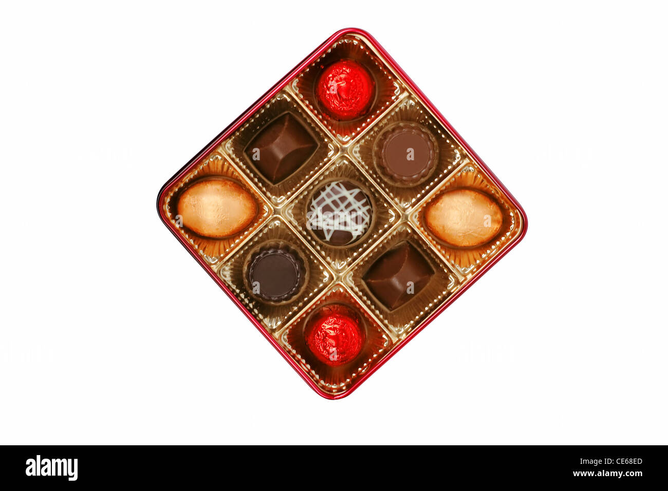Chocolate box -upper view,isolated over white background with clipping ...