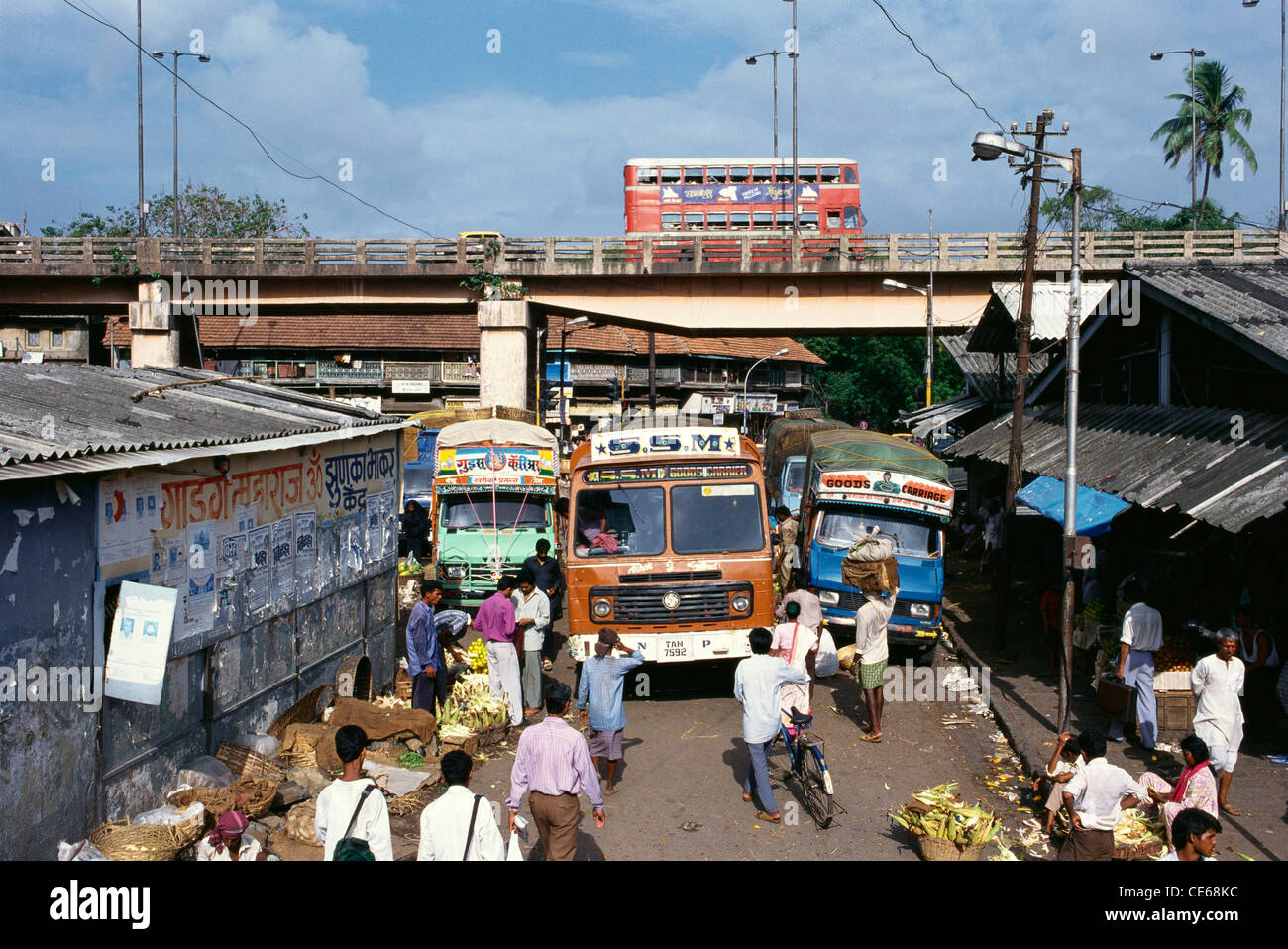 Overpass ; Flyover bridge over congested road ; Bombay ; Mumbai ...