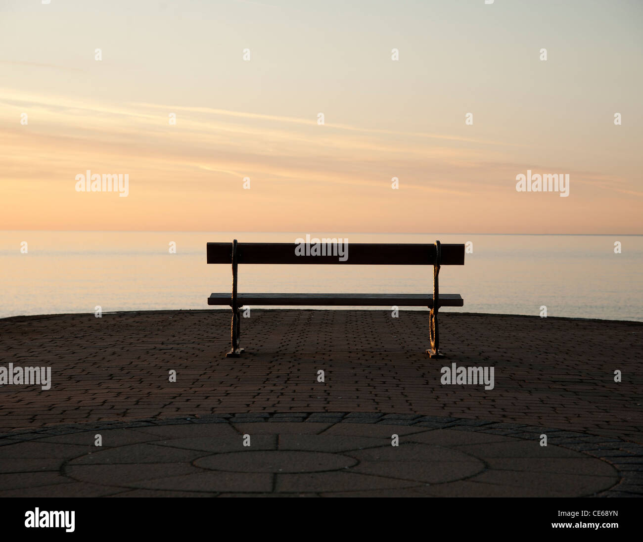 dusk, empty seaside bench on the promenade aberystwyth wales uk Stock ...