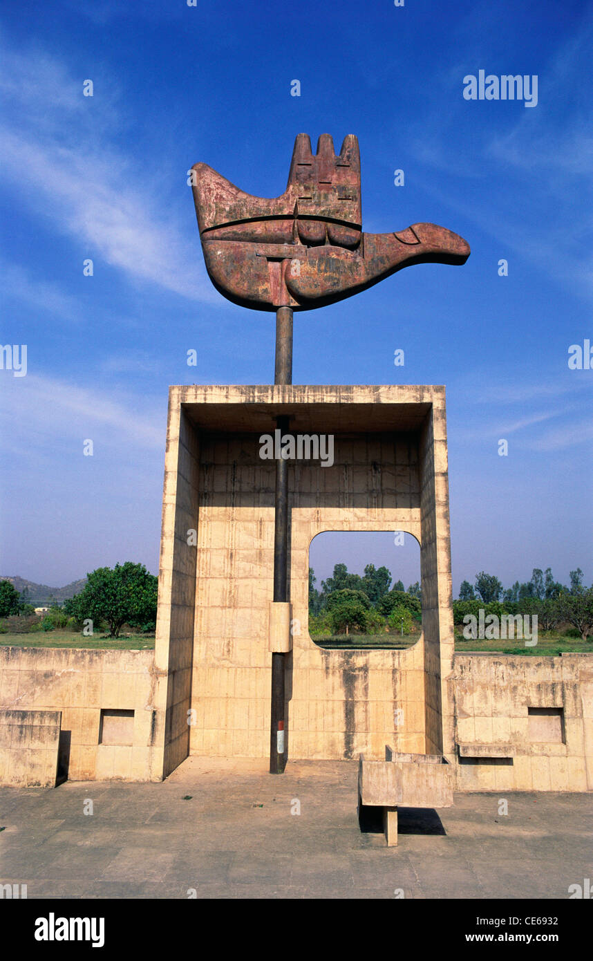 City symbol opened hand capitol complex ; Chandigarh UT; India Stock ...