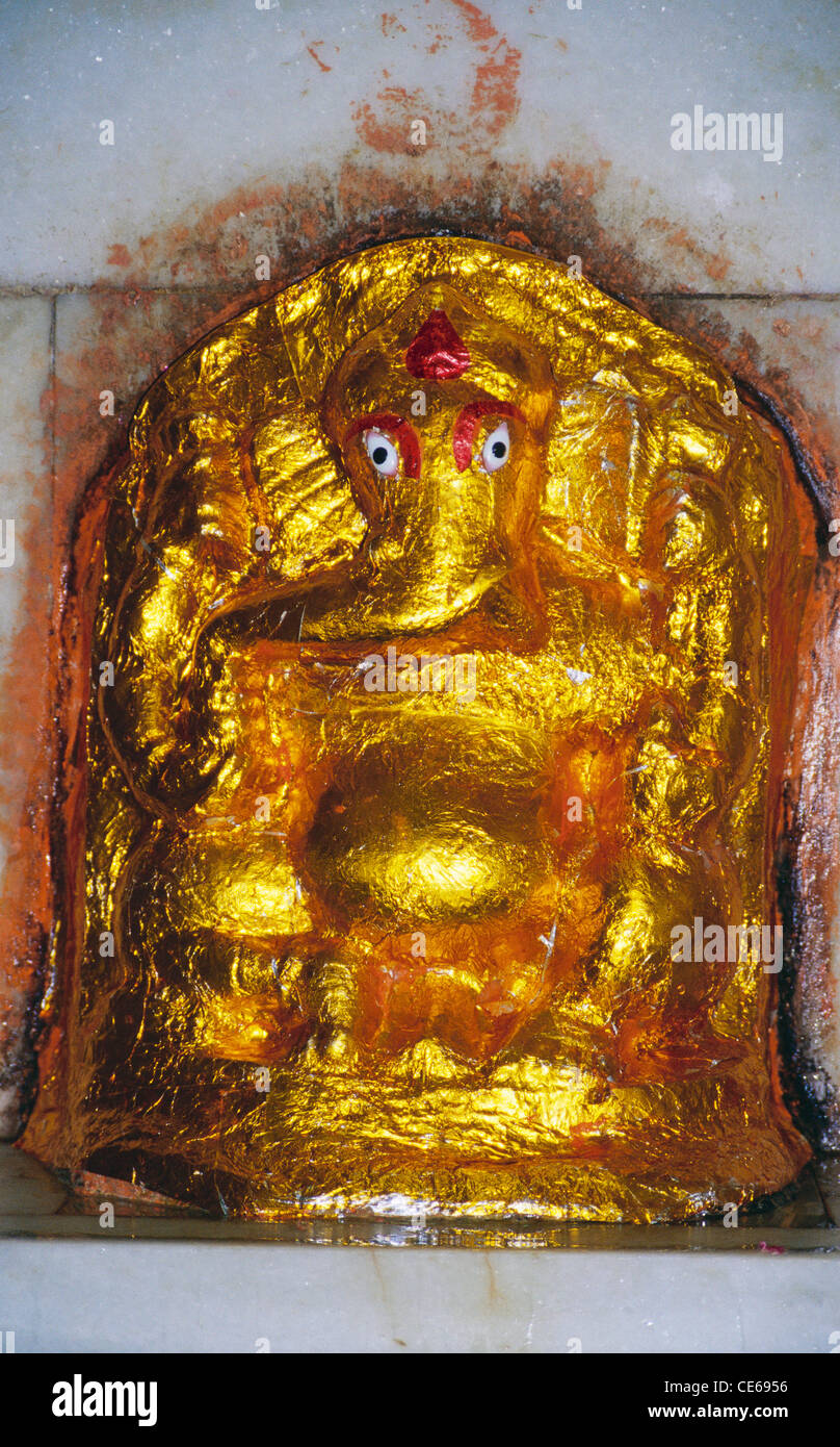 Lord Ganesh idol covered with gold foils ; Kankroli ; Rajsamand ...