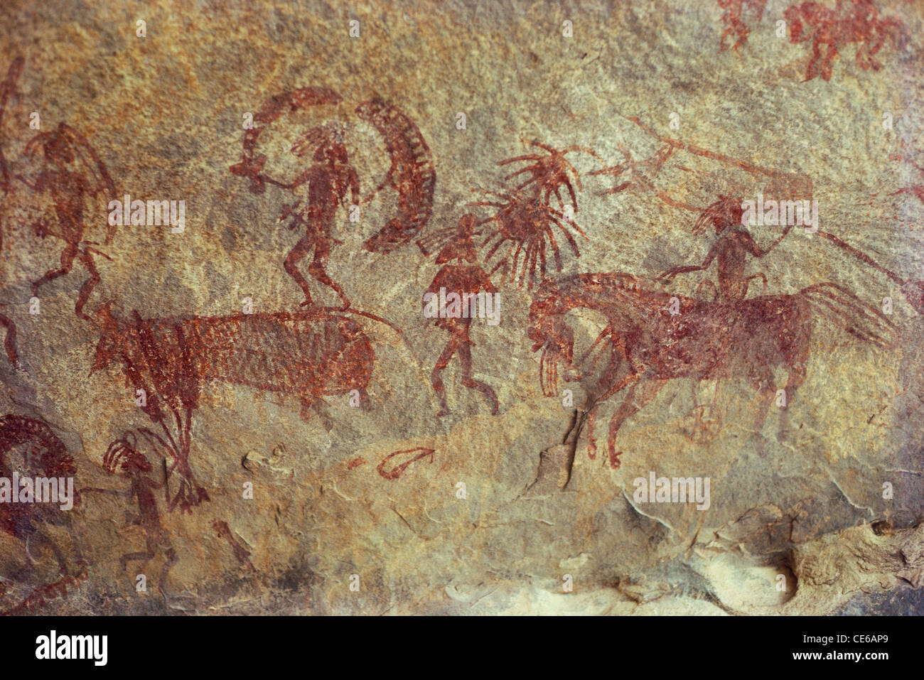 Rock painting, rock art, painted shelters, Mahadeo Hills, Pachmarhi ...