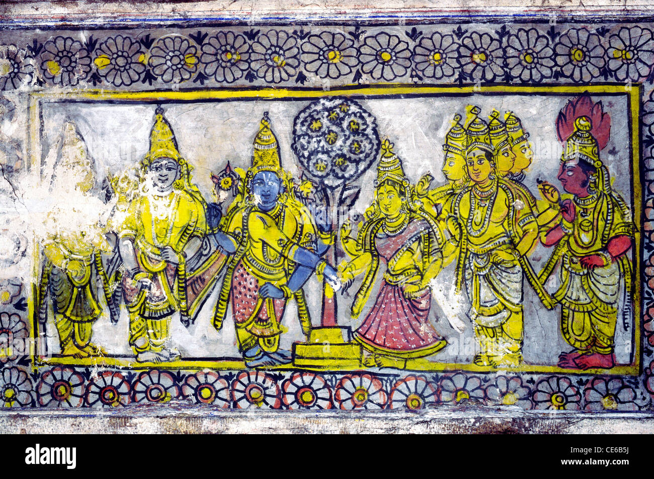 Thirumalai Vishnu marriage 18th century maratha wall painting in ...