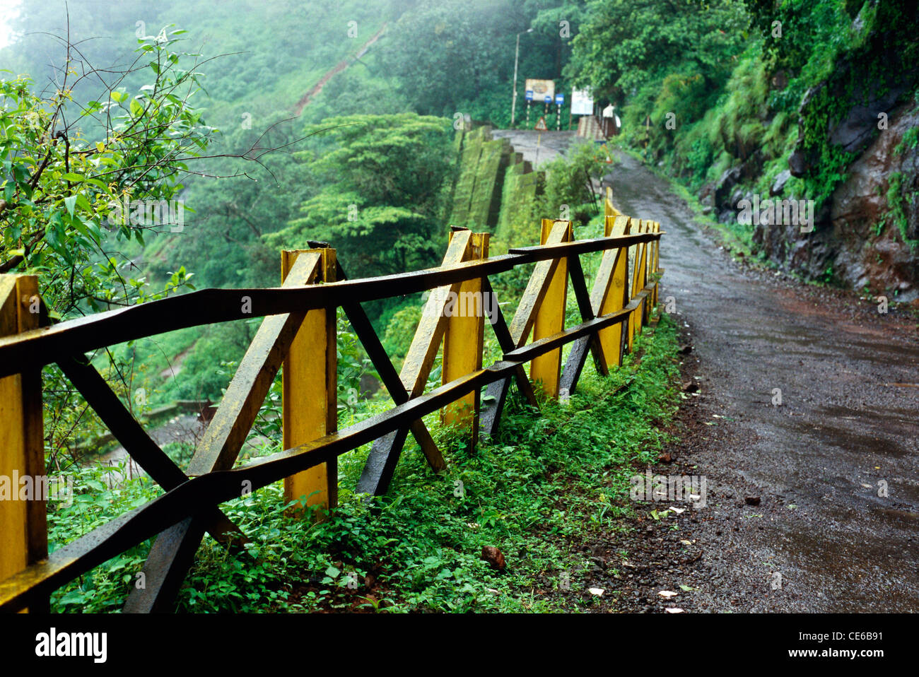 road steel protection fence on way to Matheran hill station Maharashtra ...