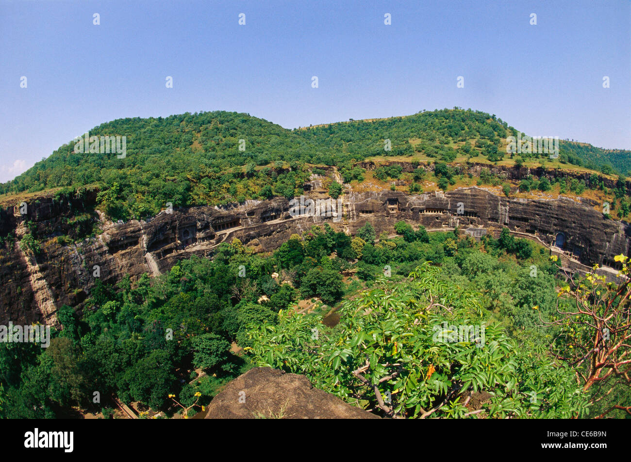 Aerial Ajanta Caves ; rock cut Buddhist cave monuments ; Unesco World ...