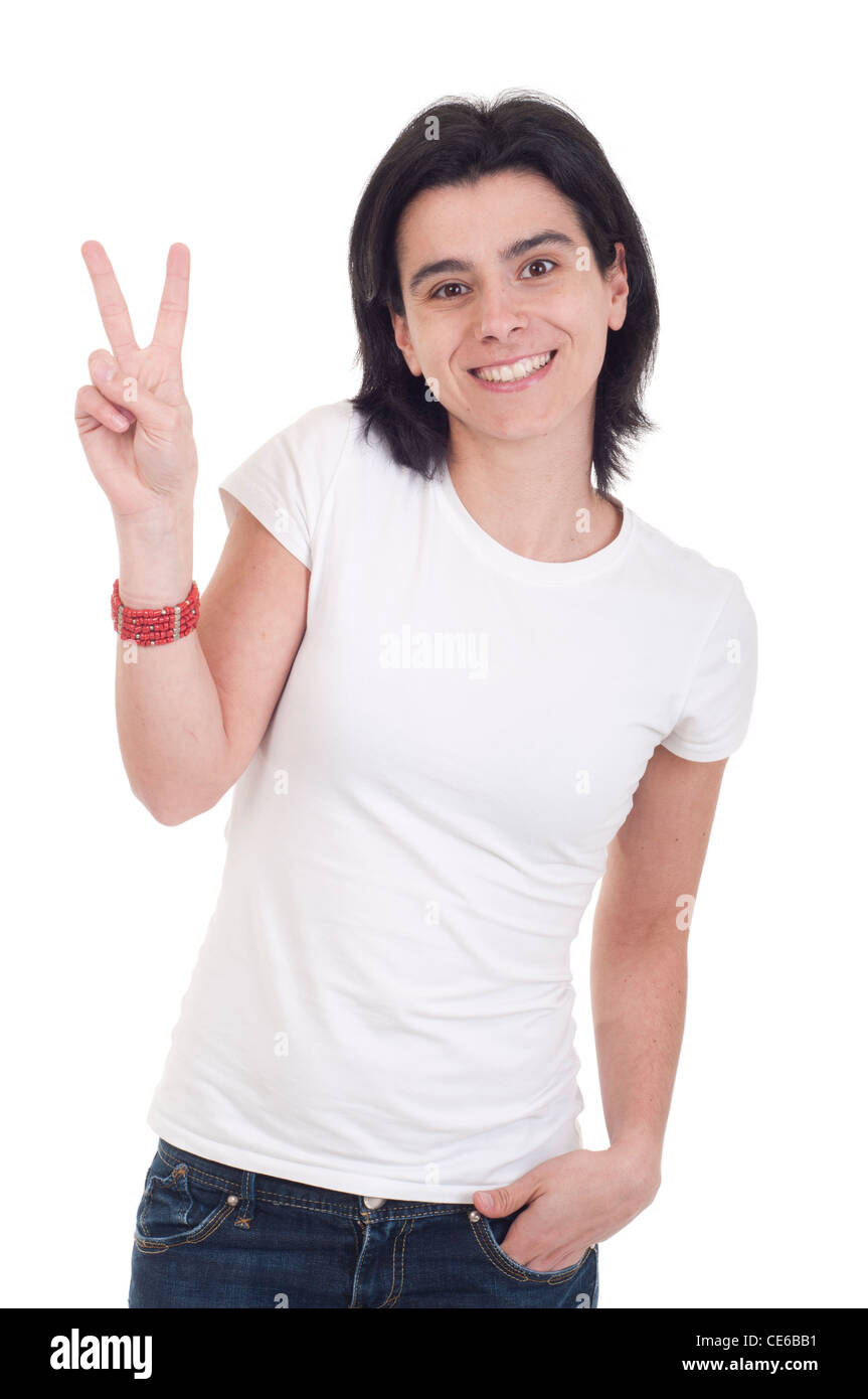 Victory sign woman hi-res stock photography and images - Alamy