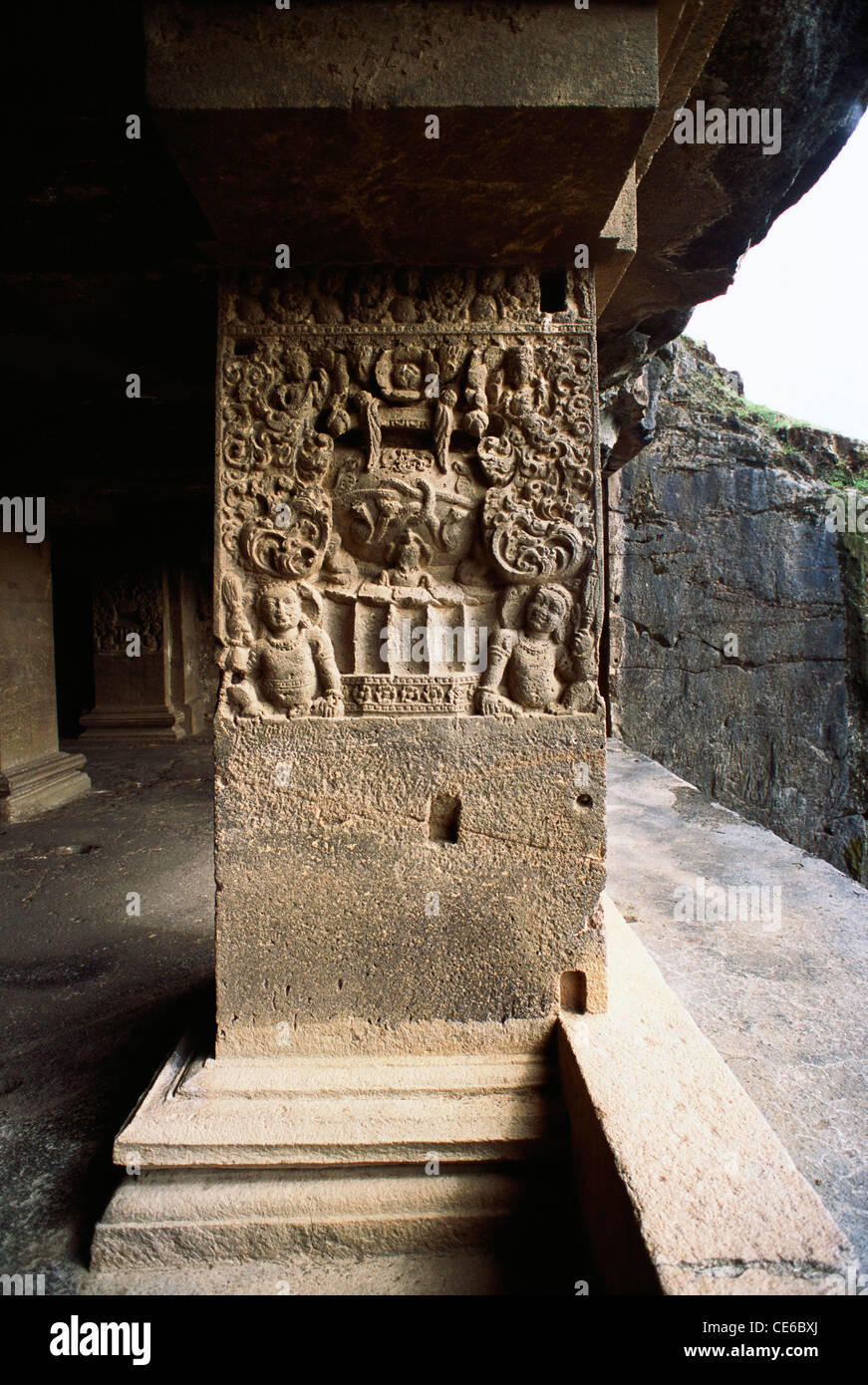 pillar in Ellora cave number 15 ; Aurangabad ; Maharashtra ; India ...